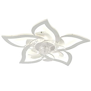 Low-Profile Flush Mount Ceiling Fan with Lights, Modern Dimmable Ceiling Fan Light APP & Remote Control, Reversible Motor, 7 Blades Fan Lights for Kitchen Bedroom Living Room