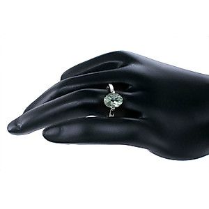 VIR JEWELS 1.70 cttw Green Amethyst Ring .925 Sterling Silver with Rhodium Oval 10x8 MM Size 7