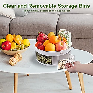 2 Tier Lazy Susan Organizer with 6 Divided Bins, 360 Degree Rotating Lazy Susan Turntable for Cabinet, Plastic Kitchen Spice Organizer Condiment Organizer, Perfume Organizer for Pantry Bathroom