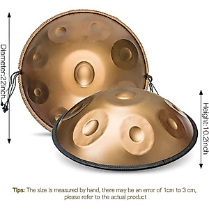 MFYDPP 432Hz Handpan Steel Drum,9 Notes 22 Inch Steel Tongue Drum with Soft Hand Pan Bag，Harmonic Percussion for Sound Healing, Personal Meditation,Yoga