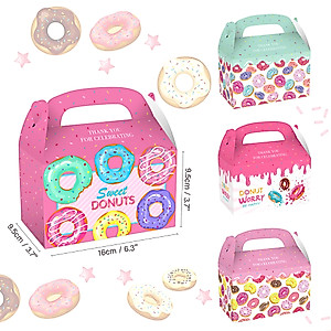 12 PCS Donut Party Bags Donut Party Boxes For Kids Birthday Donut Party Favor Box Donut Goodie Bags Sweet Doughnut Favor Donut Party Supplies