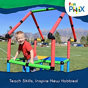 Kids Playground Set - Funphix Jumbo 467-Pc Construction Set with Toddler Slide, Indoor Climbing for Kids, & Jungle Gym - Multifunctional Kids Outdoor Playhouse for Indoor Sports & Outdoor Play Toys