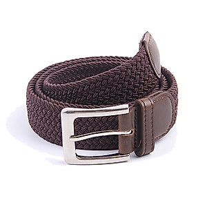 Gelante Canvas Elastic Fabric Woven Stretch Multicolored Braided Belts 2041-Coffee-M
