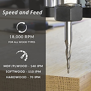 ROUTYBITS - 3 Pcs Tapered Ball Nose Router Bit Set - 1/32”, 1/16”, 1/8” Tip Diameter, 1/4 Inch Dia Shank, Solid Carbide, Spiral End Mills for 3D CNC Carving of Wood, Plastic, Soft Metal