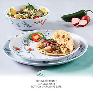 Martha Stewart Dragonfly Decorated Melamine Dinnerware Set - White, Service for 4 (12pcs)