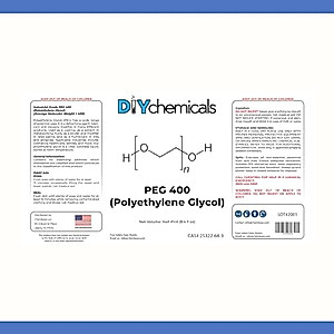 DIYChemicals Polyethylene Glycol PEG 400 for Industrial Manufacturing, Fog Machines, Antifreeze, Solvent, Humectant – Non-Toxic, Odorless, Bulk - 1 Quart