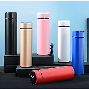 Smart Water Bottle Stainless Steel Vacuum Flask,Travel Mug with Smart LCD Touch Screen, Keep Hot Or Cold, Car Portable Travel Tea Coffee Vacuum Thermoses Cup,Insulated Water Bottle (Blue)