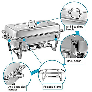 Chafing Dish Buffet Set 4 Packs,8 Quart Stainless Steel Foldable Rectangular Chafing Full Size Food Pan,Chafing Servers With Covers buffet servers and food warmers for parties wedding outdoor banquet