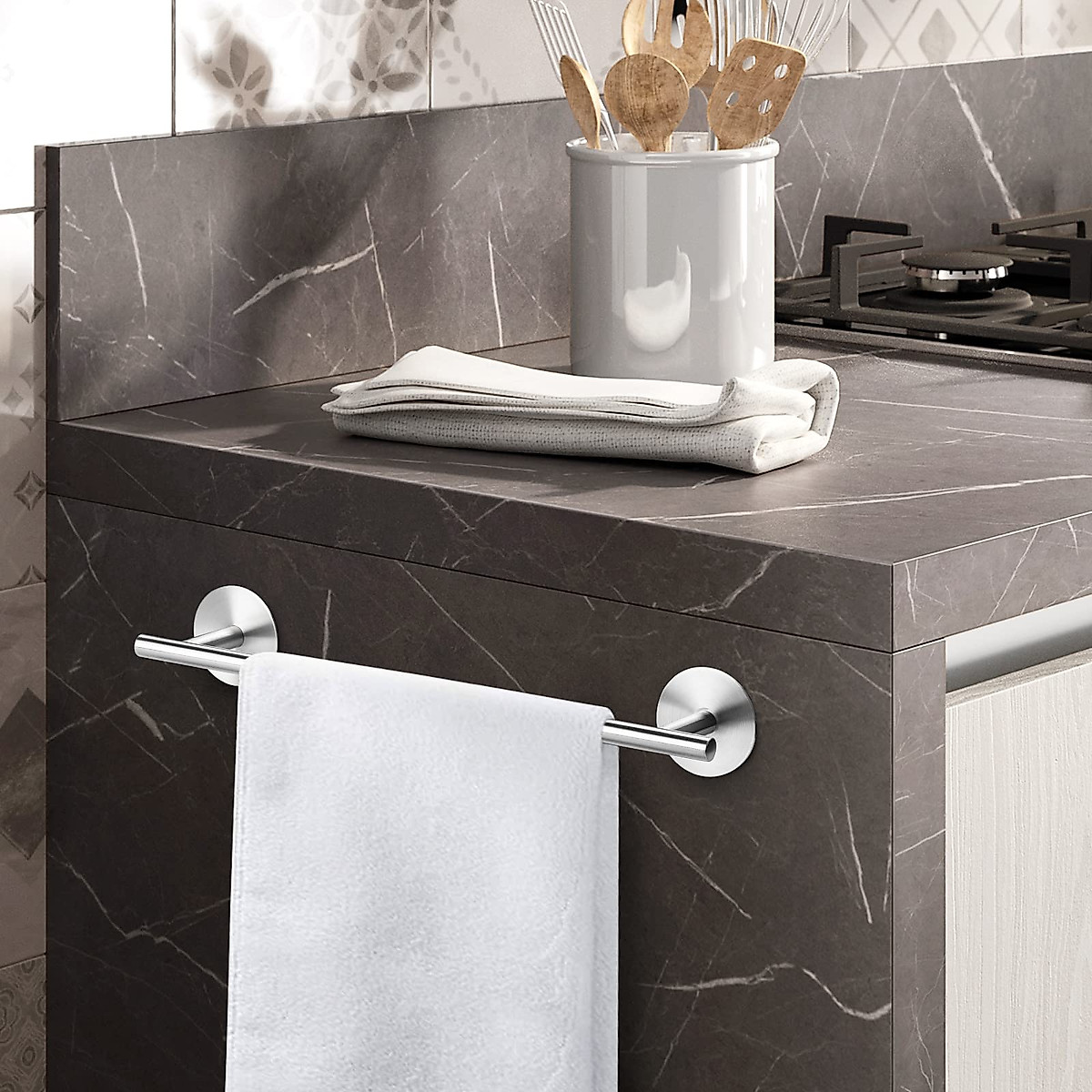 Towel Bar for Bathroom: 17 Inch Self Adhesive Bath Towel Bar - SUS304 Stainless Steel Towel Racks Wall Mounted - No Drill Shower Towel Holder for Bathroom, Kitchen, Cabinet