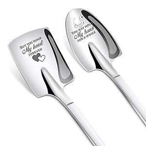 Engagement Gifts for Couples,Wedding Gifts for Bride and Groom, Cool Bridal Shower Gift Engraved Ice Cream Spoon，2 Pcs Personalized Coffee Spoon Stainless Steel Couple Gifts