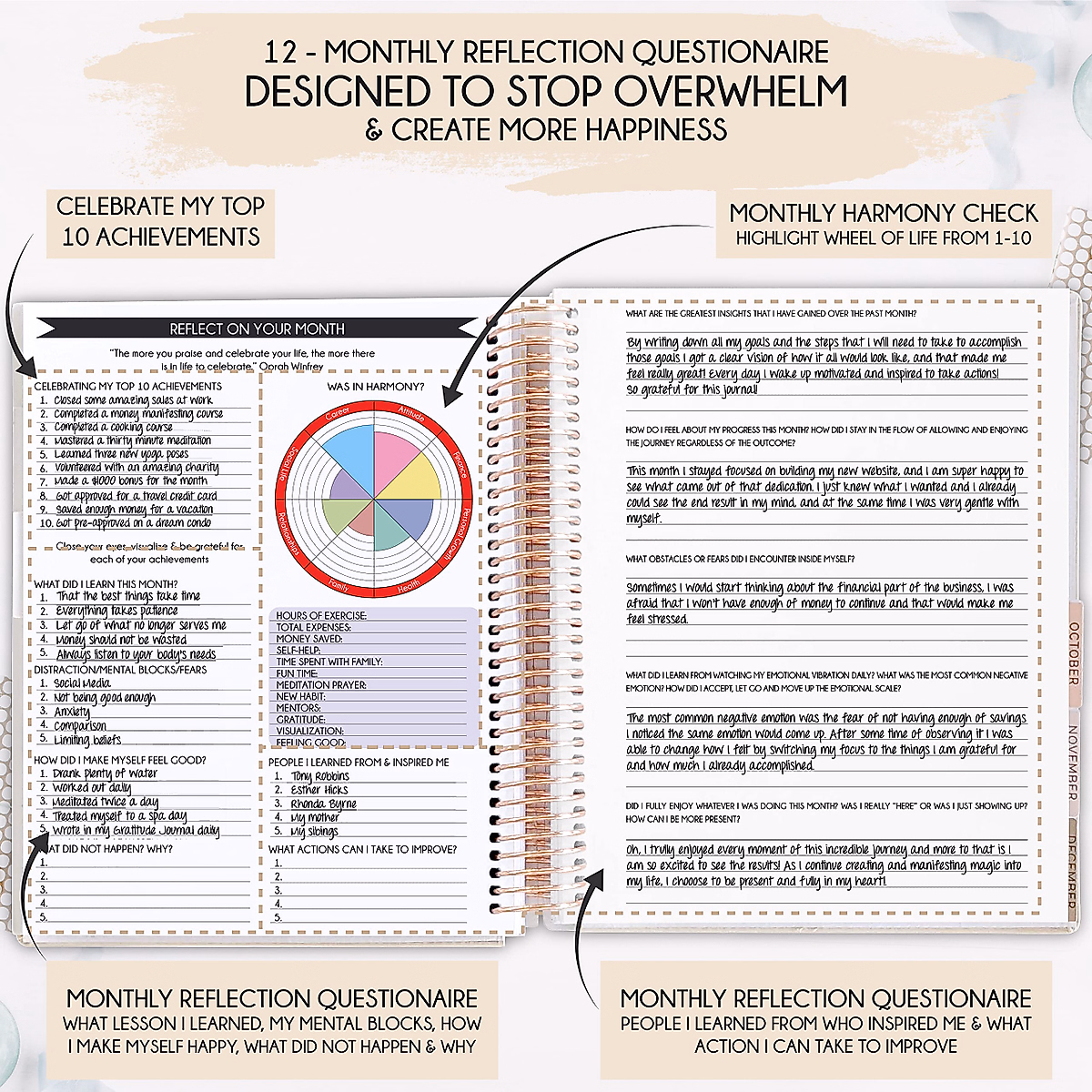 Manifestation Planner - Undated Deluxe Weekly & Monthly Life Planner to Achieve Your Goals, A 12 Month Journey to Increase Productivity, Organizer & Gratitude Journal & Stickers - B5 (10.1"x7.2")