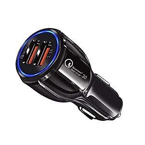 Adaptive Fast Charging Car Charger, VectorTech Dual USB Adapter Cigarette Lighter Power Outlet Compatible with Samsung Galaxy S8 S9 S10e S10 Plus Note 8 9, iPhone 6 7 8 X XR XS Max, iPads (Black)