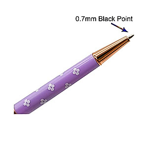 Lopenle 12PCS Fancy Business Pens Novelty Floral Pens Crystal Diamond Stylus Pen Ink Ballpoint Pens School Office Desk Decor Accessories