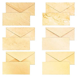 48-Pack Old Fashioned Vintage Envelopes for Writing Letters with 6 Decorative Antique Styles, Classic Aged Blank Envelopes for Party Invitations, Home Stationery Supplies (8.7x4 in)