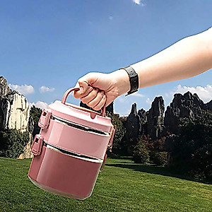 SANQIAHOME 2 Tier Stackable Stainless Steel Lunch Box Sealed(green, 2 layers)