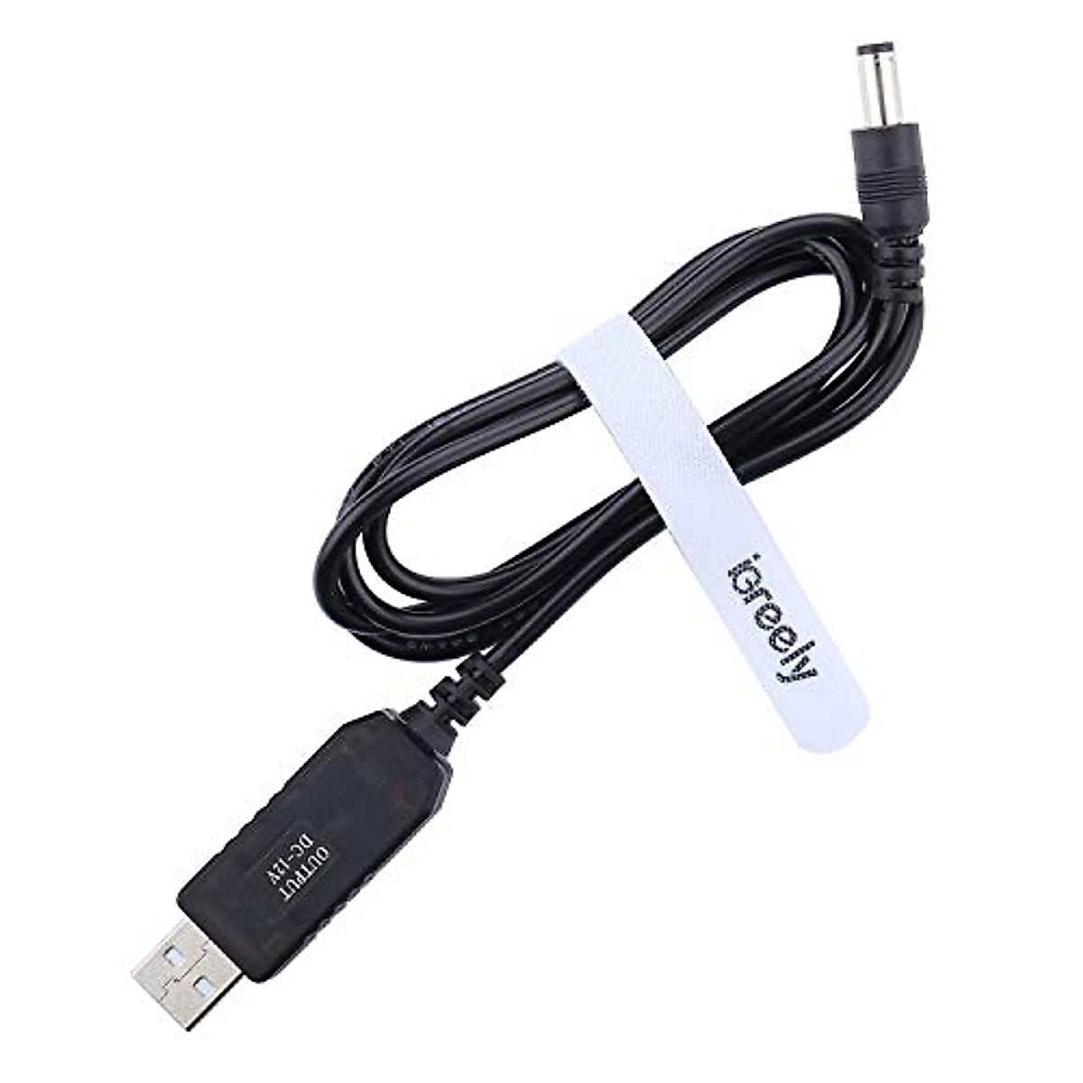 iGreely DC 5V to DC 12V USB Voltage Step Up Converter Cable Power Supply USB Cable with DC Jack 5.5 x 2.5mm or 5.5 x 2.1mm, USB 5V to DC 12V Cable 3ft