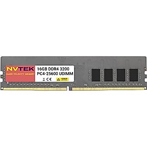 NVTEK 16GB (1X16GB) DDR4 3200MHZ PC4-25600 UDIMM 2Rx8 1.2V CL22 288-PIN Non-ECC Unbuffered Desktop PC Computer Memory