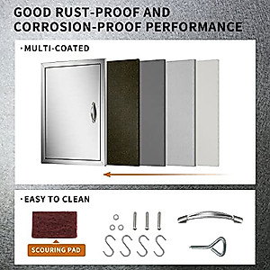 EBUY Outdoor Kitchen Doors 17Wx24H Inch BBQ Vertical Single Access Stainless Steel Door Good for Outdoor Kitchen BBQ Island Grilling Station