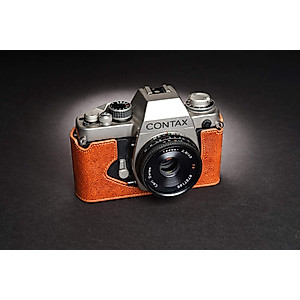 Contax S2 Case, BolinUS Handmade Genuine Real Leather Half Camera Case Bag Cover for Contax S2 Camera with Hand Strap (LavaBrown)