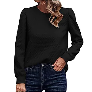 Sudadera Mujer Otoño/Invierno Soild Color Sweatshirts for Women 2023 Baggy Round Neck Pullover Tops Long Sleeve Mature Swing Blouse Top for Legging Black