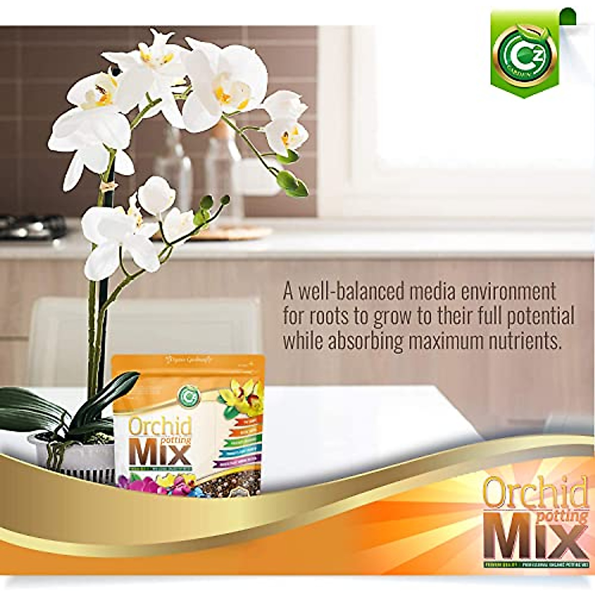 Organic Orchid Potting Mix - Made in USA - Premium Grade Recipe for Proper Root Development - Phalaenopsis, Cattleyas, Dendrobiums, Oncidiums and More! Fir Bark, Charcoal, Coconut Husk, Clay Pebbles