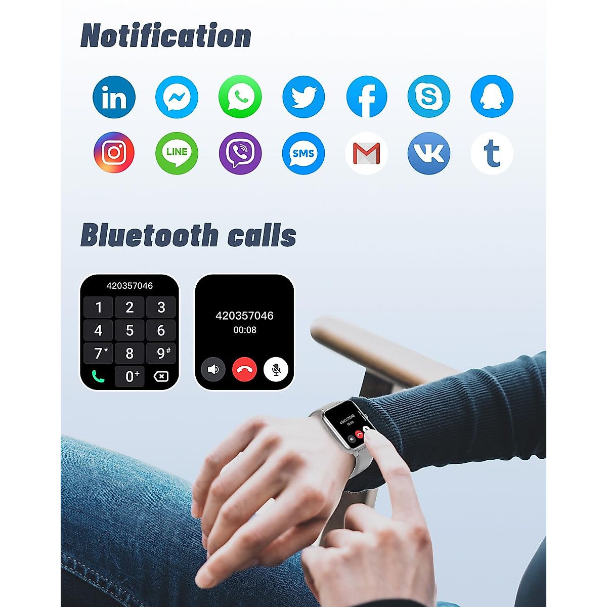 GRV Smart Watch for iOS and Android Phones (Answer/Make Calls), Watches for Men Women IP68 Waterproof Smartwatch Fitness Tracker Watch with Heart Rate/Sleep Monitor Steps Calories Counter (Gray)