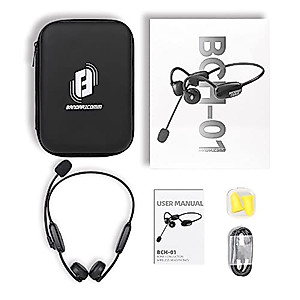 BANDARICOMM Bone Conduction Headphones, Bluetooth Stereo Headsets with Noise-Canceling Mic Boom, IPX6 Waterproof Wireless Headsets for Office Running Outdoors