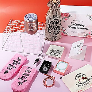 Aodaer 11 Pieces 2023 Retirement Gifts for Women Rose Gold Retirement Party Decorations Retirement Wine Tumbler Presents Box Retired Gifts for Teachers Women Mom Nurse