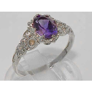 LetsBuyGold 925 Sterling Silver Natural Amethyst Womens Solitaire Ring - Size 4.75