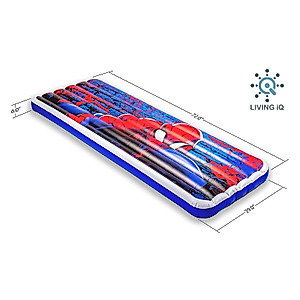 Living iQ Jr Twin-Size Kids Inflatable Air Bed, Blow-Up Mattress with Disney Marvel Spider-Man Theme, Waterproof & Puncture Resistant Vinyl, Lightweight & Portable for Travel, Hotel, Camp & Sleepover