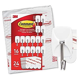 Command Broom and Mop Grippers Wall Hook & Small Wire Toggle Hooks, Damage Free Hanging Wall Hooks with Adhesive Strips, No Tools Wall Hooks