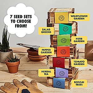 Pepper Seeds for Garden Planting - 8 Non-GMO Heirloom Pepper Seed Packets, Wood Gift Box & Plant Markers, DIY Home Gardening Gifts for Plant Lovers