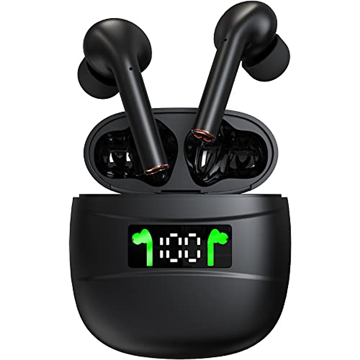 ROCXF Latest Upgrade Bluetooth 5.2 True Wireless Earbuds with Led Display Charging Case Waterproof Earbuds 30 Hours Playtime Built-in Mic Earbuds HiFi Premium Sound with Deep Bass for Sport,Black