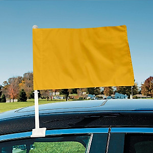 Solid Yellow Car Window Clip Flag Fade Resistant Vehicle for Patriotic, Sports Events, Parades - Premium - Double Side Printing (Pack of 100)