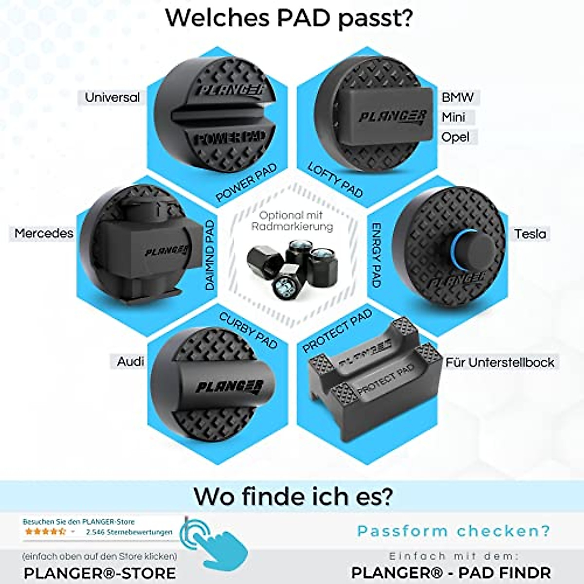 PLANGER® - Lofty PAD - Rubber Jack Pad for Mini & Opel (Special CAR Brands from Germany) Trolley Jack, Vehicle Lift and Axle Stand - Protects Your Car, SUV