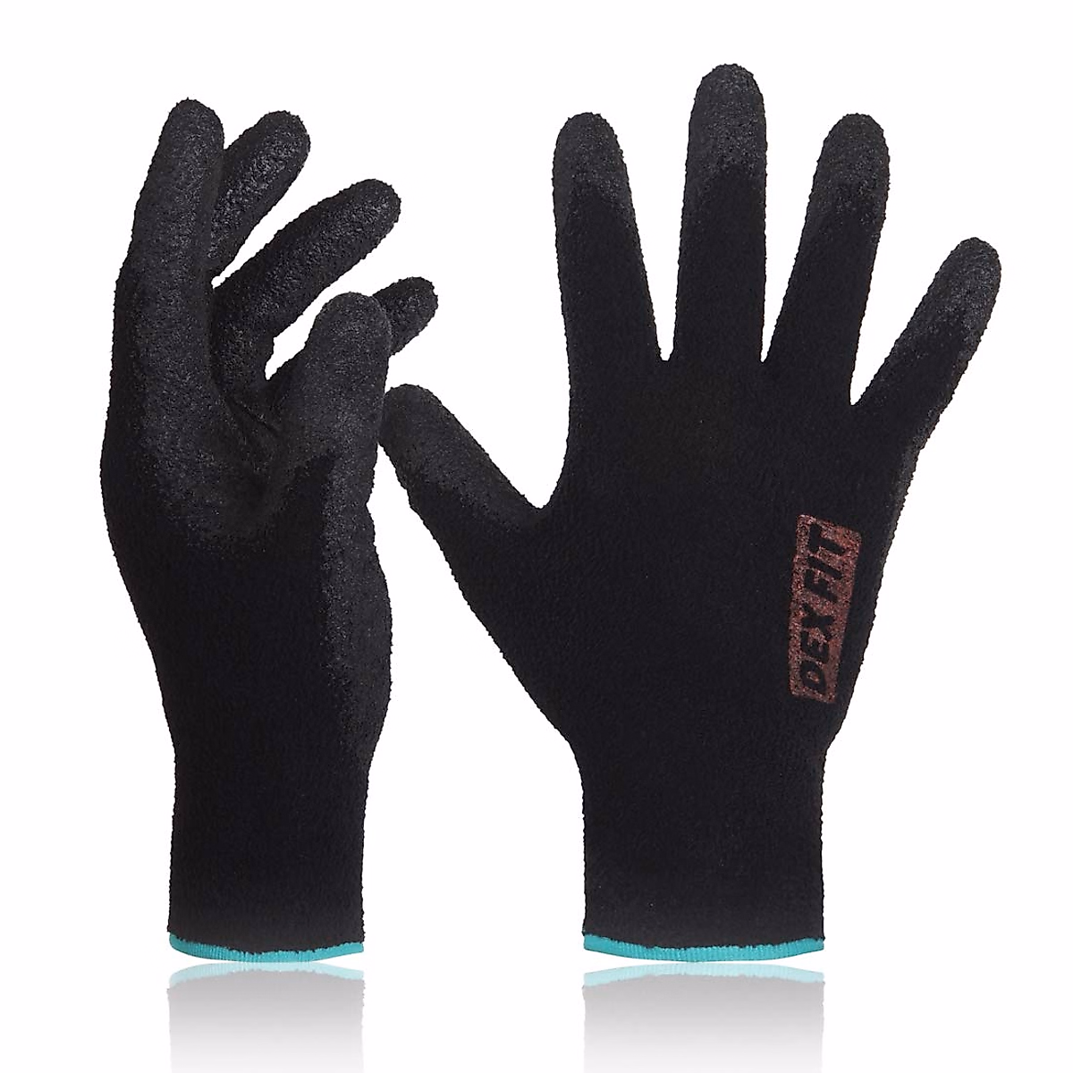 DEX FIT Work Gloves for Cold Weather NR450 - Warm Fleece, Firm Nitrile Coated Grip, Lightweight & Flexible, Ideal for Outdoor Winter Work, Men and Women, Machine Washable; Black 7 (S) 3 Pairs