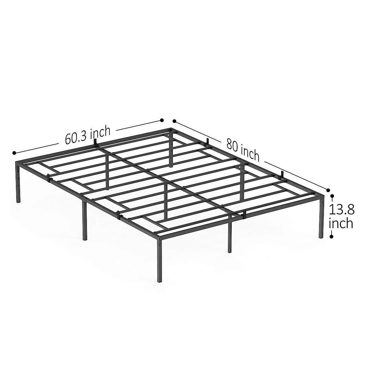 ELETHEBIA Queen Bed Frame Platform,14 Inch Metal Queen Size Bed Frames No Box Spring Needed,Heavy Duty Steel Slat Mattress Foundation,Easy Assembly,No Noise and No Shaking
