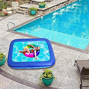 iHPH7 Family Inflatable Swimming Pool for Toddlers,Kids,Adults,Kiddie,Ocean Scene Rectangular Above Ground Garden Backyard Outdoor Summer Water Party Multiple Size Options S