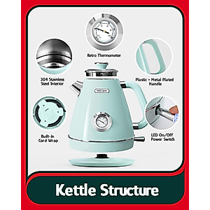 Hazel Quinn 1.7L Electric Kettle and 2-Slice Retro Toaster Set