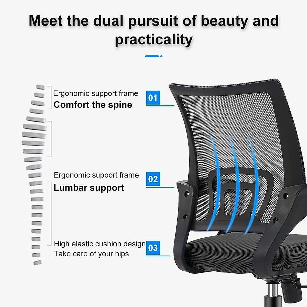 Sleek Modern Design: Adjustable Black Office Chair for Comfortable and Stylish Workdays
