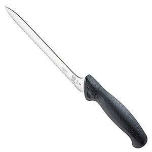 Mercer Culinary M22408 Millennia Black Handle, 8-Inch Offset Wavy Edge, Bread Knife