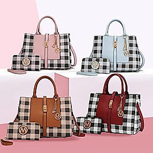 Mia K Collection Crossbody Satchel-Tote Bag for Women, Wristlet Wallet Purse Set, PU Leather Top-Handle Handbag Pink