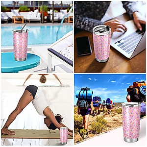 innewgogo Pink Donut Glaze 20 oz Stainless Steel Vacuum Insulated Tumbler for Women Men Reusable Water Bottle with Leak-proof Lid & Straw Thermal Cup for Home Office School Gym Water Iced Tea Coffee