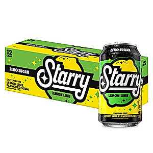 Starry Zero Sugar Lemon Lime Soda, Caffeine Free, 12oz Cans, 2.0 Count