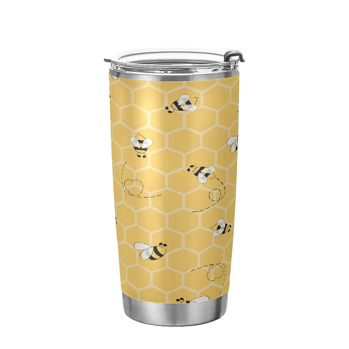 foixnub Bees on The Honey 20oz Tumbler Honeycombs Insulated Coffee Cup Wine Tumbler Stainless Steel Reusable Water Bottle Double Walled Travel Mug Thermal Cup for Hot Cold Drinks