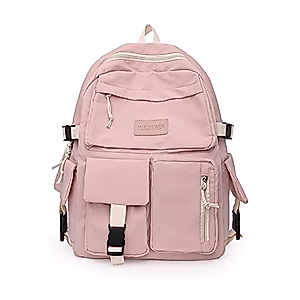 Simple Canvas Backpack Large Capacity College Student Hit Color Laptop Schoolbag