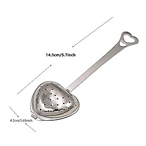 Long Grip Tea Filter, Stainless Steel Heart Shaped Tea Infuser Spoons