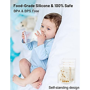 Mumgaroo Breastmilk Storage Bag Freezer, 8.5 OZ / 40 Pcs Milk Storage Bags Breastmilk with Double Zip Lock, Self Standing, Pre-Sterilized Breast Milk Storage Bags Freezer, Space Saving Flat Profile