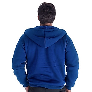 Gary Com Hoodies for Men Heavyweight Fleece Sweatshirt - Full Zip Up Thick Sherpa Lined Winter Warm Sweatshirts Work Jackets With Pocket,Royal Blue L