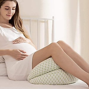 Lacomfy Pregnancy Pillow for Side Sleeper Double Wedge Maternity Pillow with Belly, Waist & Back Support,Additional Stick Pillow Detachable Pillowcase, Machine Washable, Green